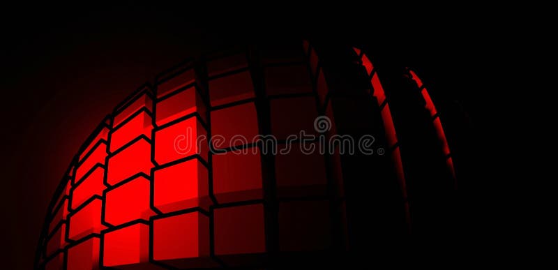 Illuminated Spherical Grid with Red Glow Stock Illustration ...