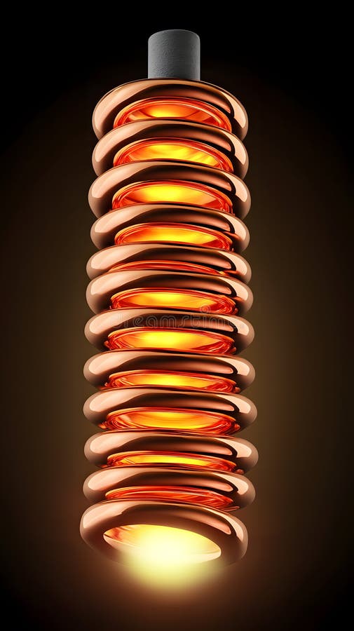 Illuminated Spiral Copper Tube Stock Photo - Image of metal ...