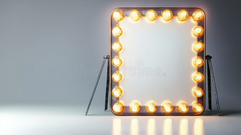 Illuminated Square Lightbox with Blank White Center Stock Illustration ...