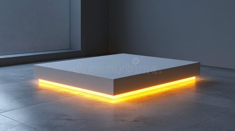 Illuminated Square Platform on Concrete Floor Stock Illustration ...