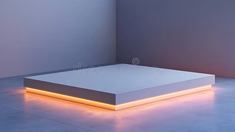 Illuminated Square Platform Corner Setting Design Stock Image - Image ...