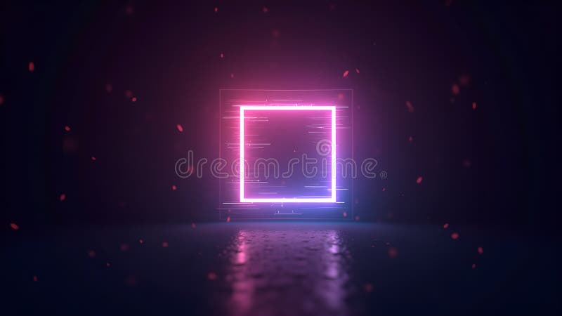 Illuminated Square Portal with Particles Effect Stock Illustration ...