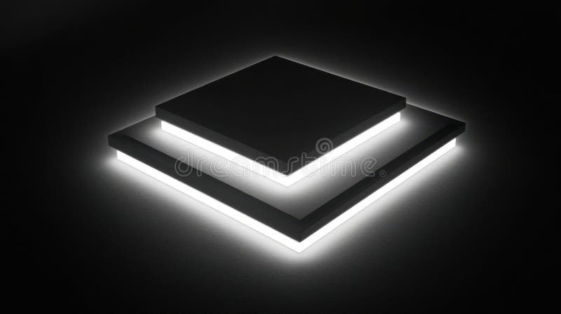 Illuminated Square Stages, Modern Minimalist Design Stock Illustration ...