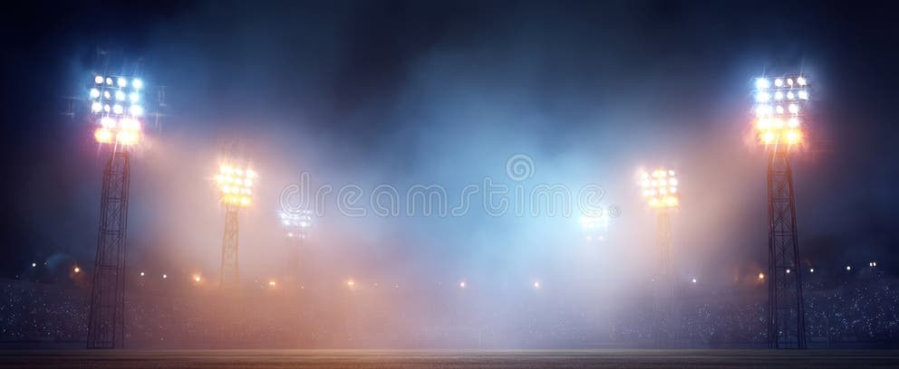 The Illuminated Stadium Shrouded in Mist during a Nighttime Event.AI ...