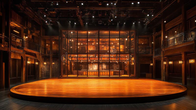 Illuminated Stage Design with Wooden Structure and Glass Enclosure ...