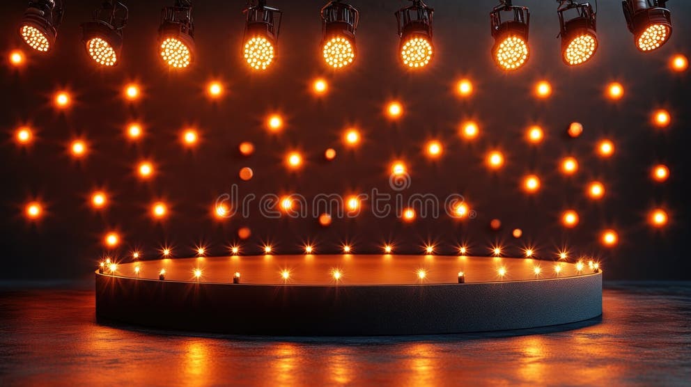 Illuminated Stage with Dramatic Lighting and Circular Platform for ...