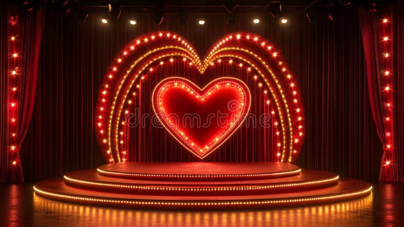 Illuminated Stage Featuring a Heart Shaped Design Stock Illustration ...