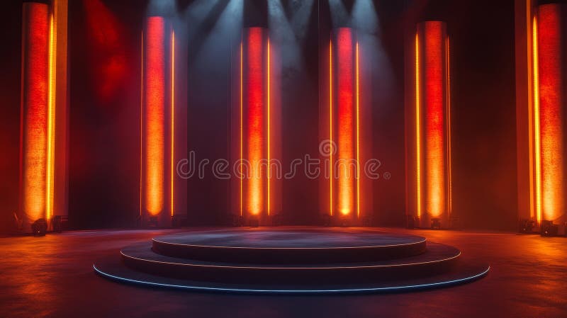 Illuminated Stage Platform Design Dark Stage with Circular Platform ...