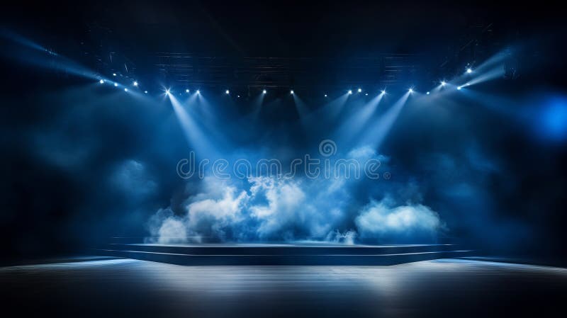 Illuminated Stage with Scenic Lights and Smoke. Stock Photo - Image of ...