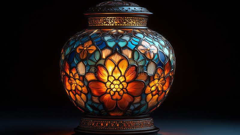 Illuminated Stained Glass Lamp Stock Illustration - Illustration of ...