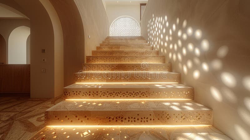 Illuminated Staircase in Modern Building Stock Image - Image of stairs ...