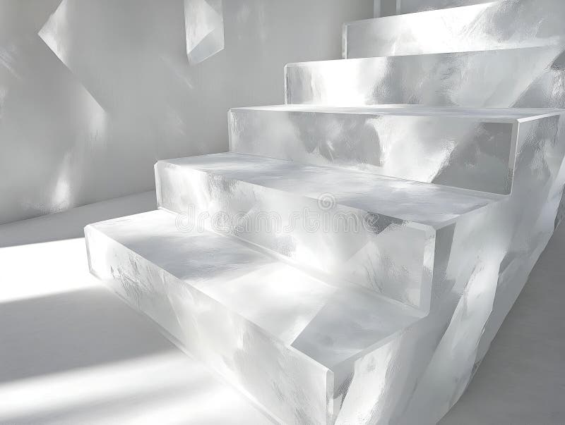 Illuminated Staircase, Translucent Blocks, Bright Light, Modern Design ...