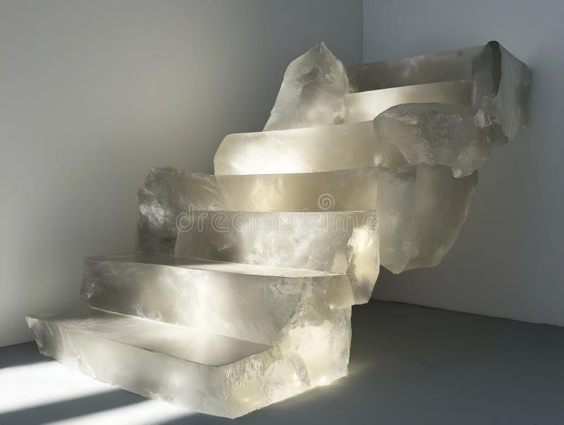 Illuminated Staircase, Translucent Blocks, Cool Light, Modern Design ...