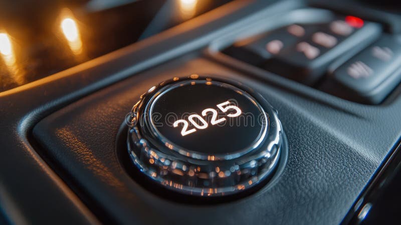Illuminated Start Engine Button Black Leather Surface 2025 New Year ...