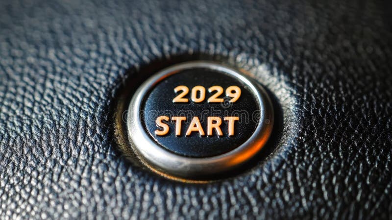 Illuminated Start Engine Button on Black Surface Symbolizing a New Era ...