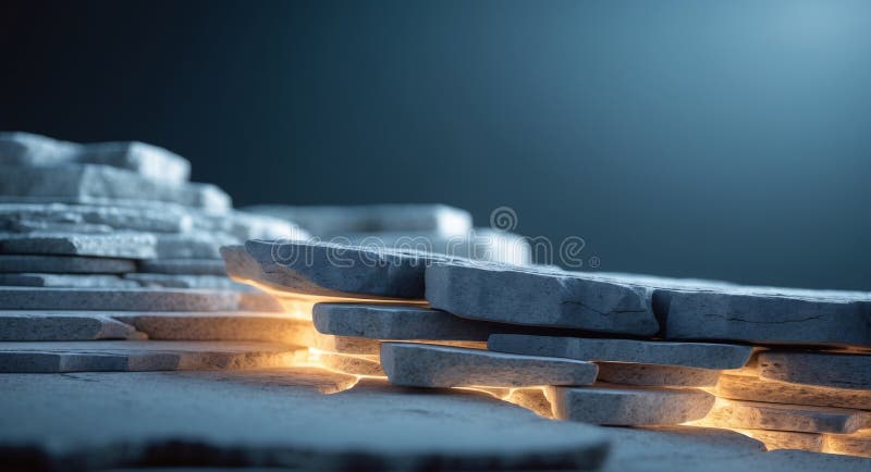 Illuminated Stone Layers. a Conceptual Abstract with Light and Texture ...