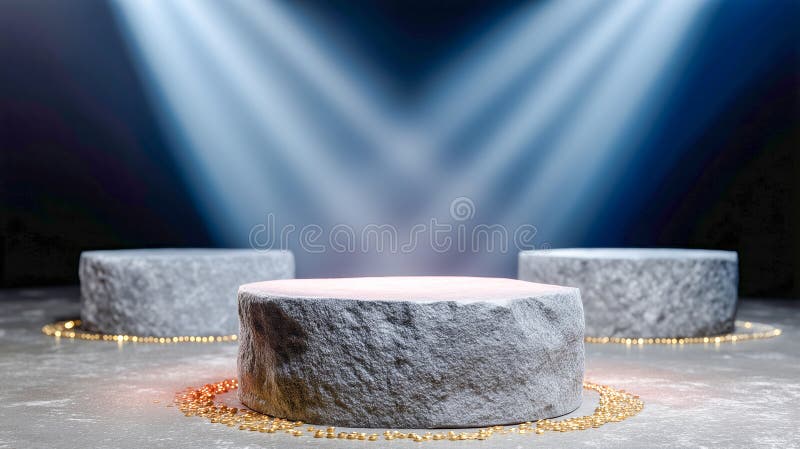 Illuminated Stone Platforms Stock Image - Image of geometry, minimalist ...