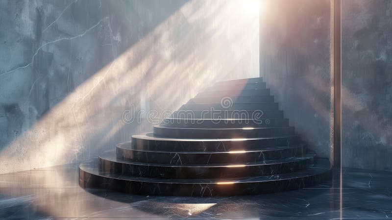 Illuminated Stone Steps Leading To a Bright Light Source in a Mystical ...