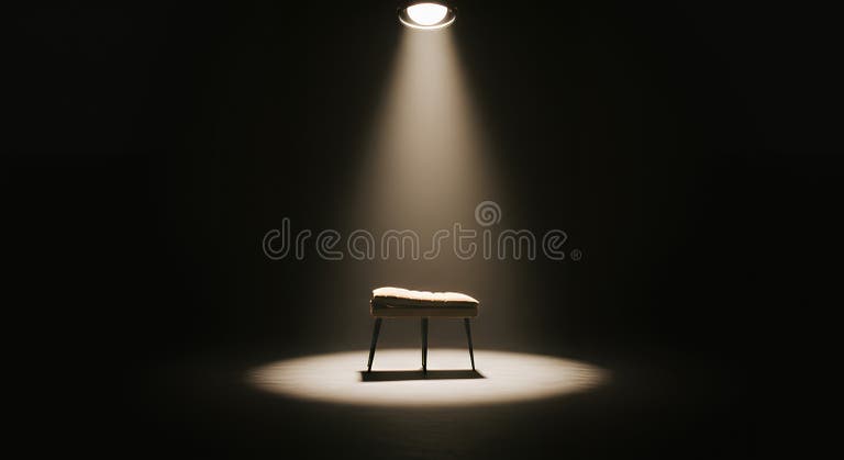 Illuminated Stool in Spotlight Against Dark Background Stock Image ...