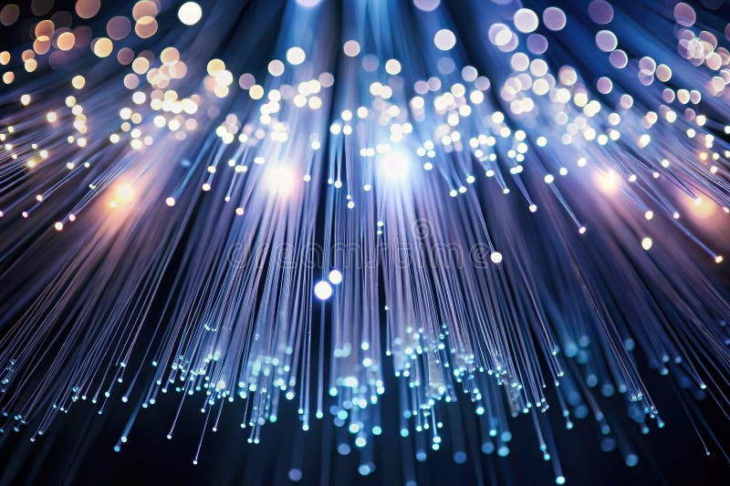 Illuminated Strands of Fiber Optics Cascade Downwards, Creating a ...