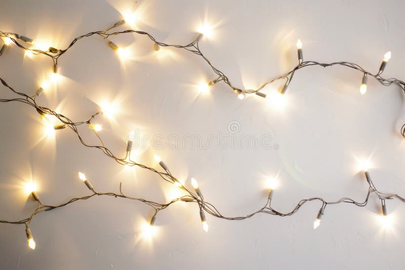Illuminated String Lights on a Plain Background for Festive Decor Stock ...