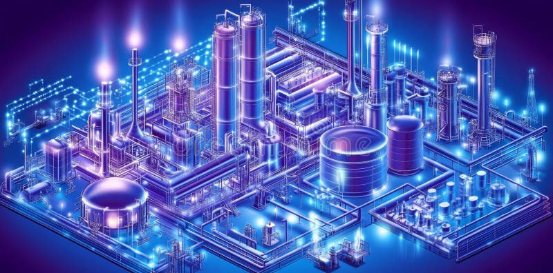 Illuminated Structures at an Industrial Facility Serve As a Nighttime ...