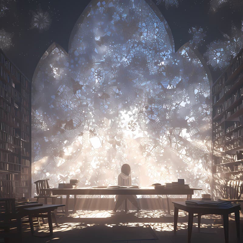 Illuminated Study Scene: a Scholar S Sanctuary Stock Illustration ...