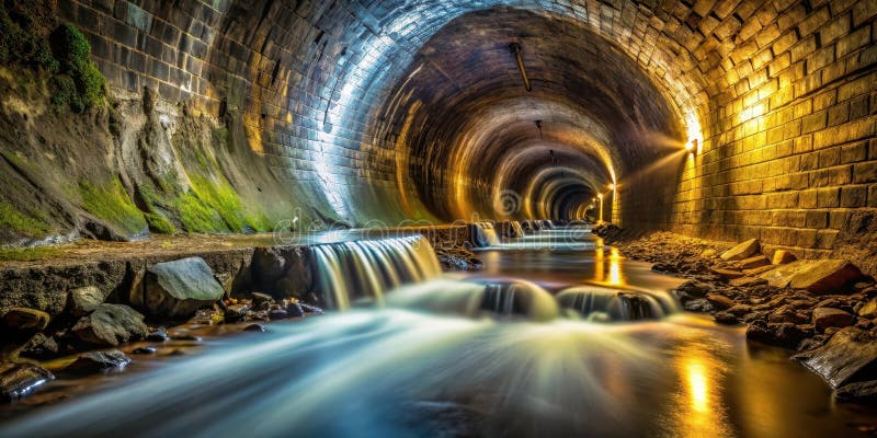 Illuminated Subterranean Waterway a Serene Flow through an Ancient ...