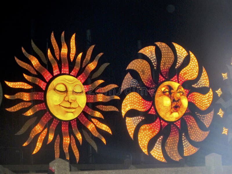 Illuminated sun figures editorial stock photo. Image of backdrop ...