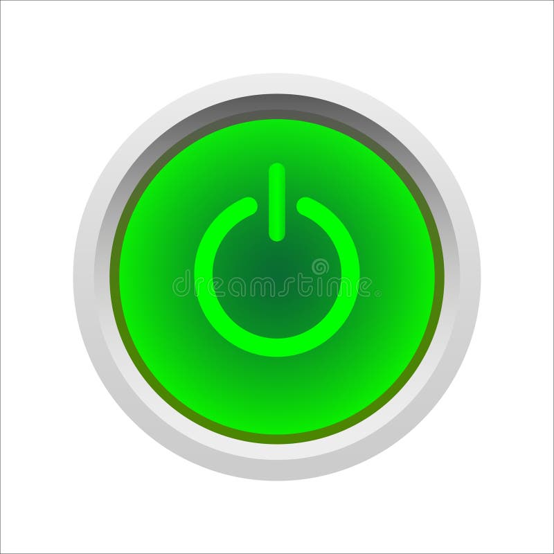 Illuminated Switch Button on White Background Stock Vector ...