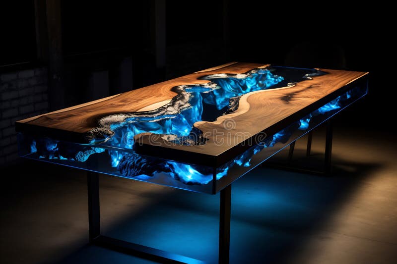 Illuminated Table in Darkness Stock Photo - Image of shiny, illuminated ...