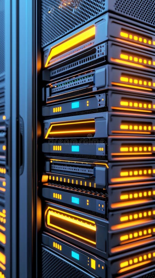 Illuminated Tech Servers in a Modern Data Center Environment Stock ...