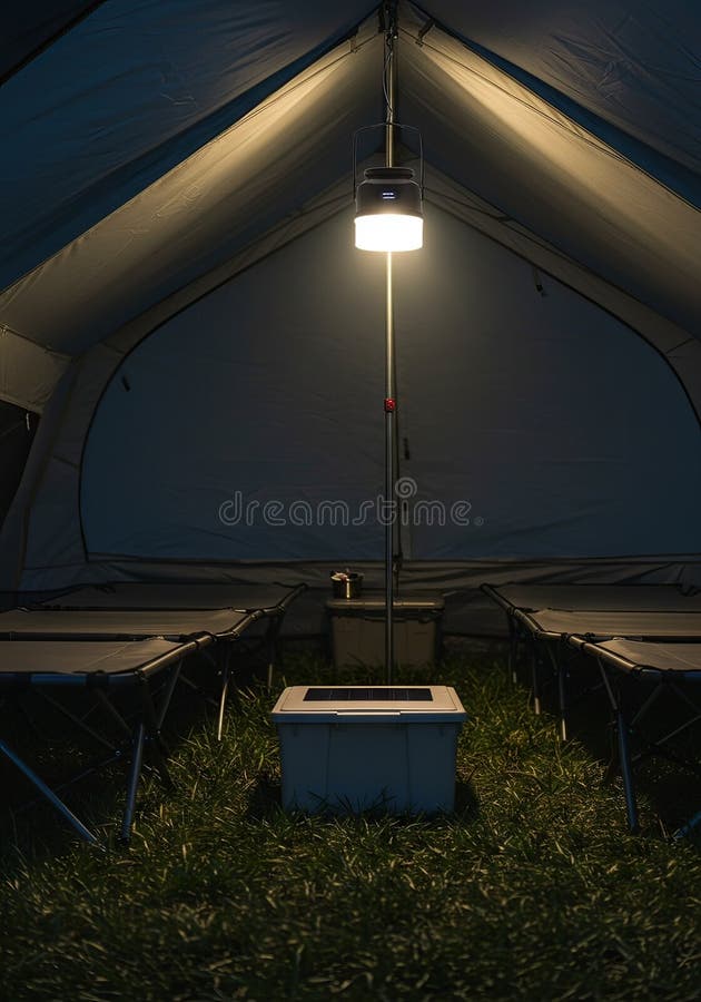 Illuminated Tent Interior at Night Stock Illustration - Illustration of ...