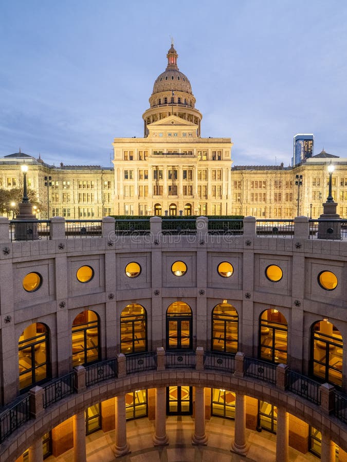 Illuminated Texas State Capitol and Capitol Extension Photographed at ...