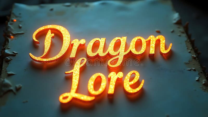 Illuminated Text of Dragon Lore on Aged Paper with Warm Colors ...