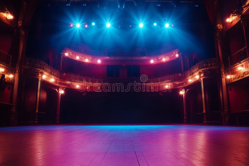 Illuminated Theater Stage for Opera Performance with Brightly Colored ...