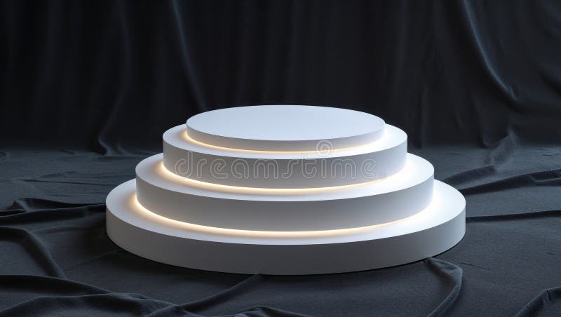 Illuminated Three Tier Round Platform Dark Background Stock Image ...