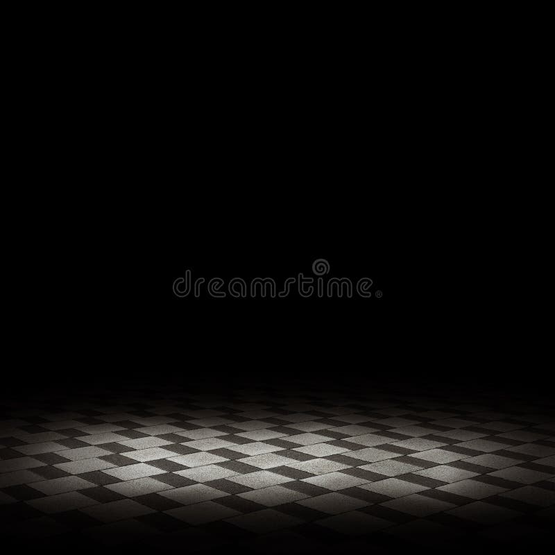 Illuminated Tiled Floor on a Black Background Stock Photo - Image of ...