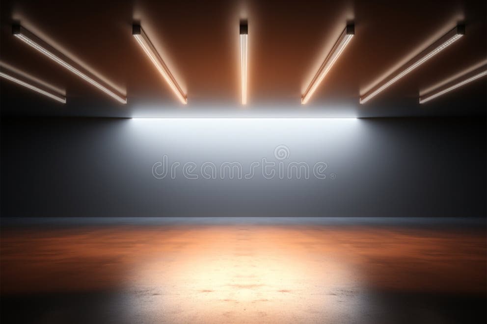 Illuminated by Top Light, an Empty Room in 3D Rendering Stock ...