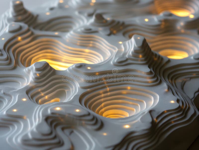 Illuminated Topographic Sculpture Stock Image - Image of structure ...