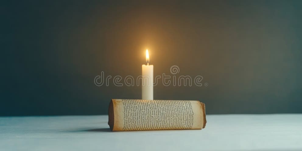 Illuminated Torah Scroll with Candlelight and Hebrew Script for ...