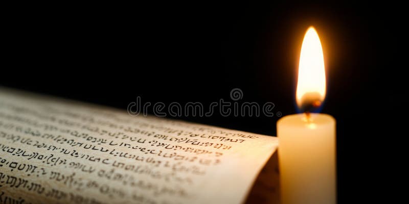 Illuminated Torah Scroll with Hebrew Text and Candlelit Ambiance for ...
