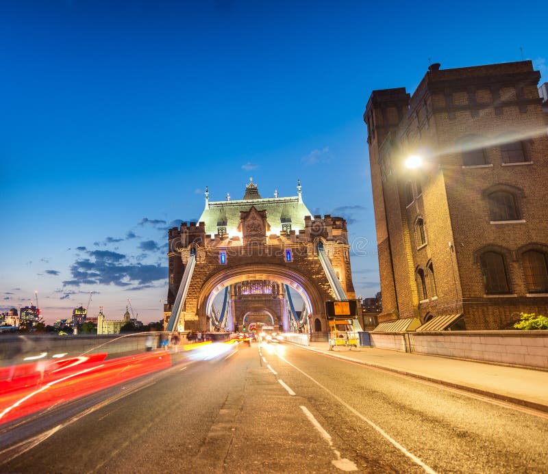 Illuminated Tower Bridge at Night, London - UK Stock Photo - Image of ...