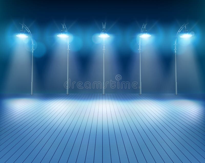 Illuminated Town Square. Vector Illustration. Stock Vector ...