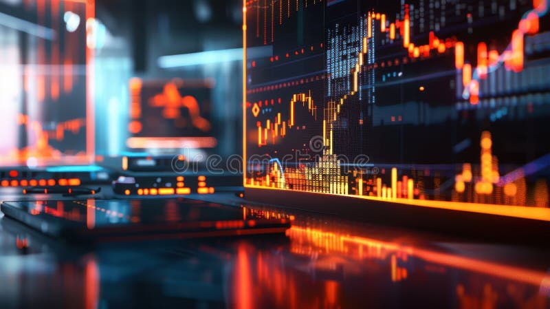 The Illuminated Trading Graphs. AI Generated Stock Photo - Image of ...