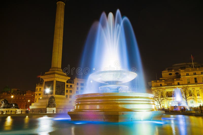 Illuminated Trafalgar Square at Night 2 Editorial Image - Image of ...