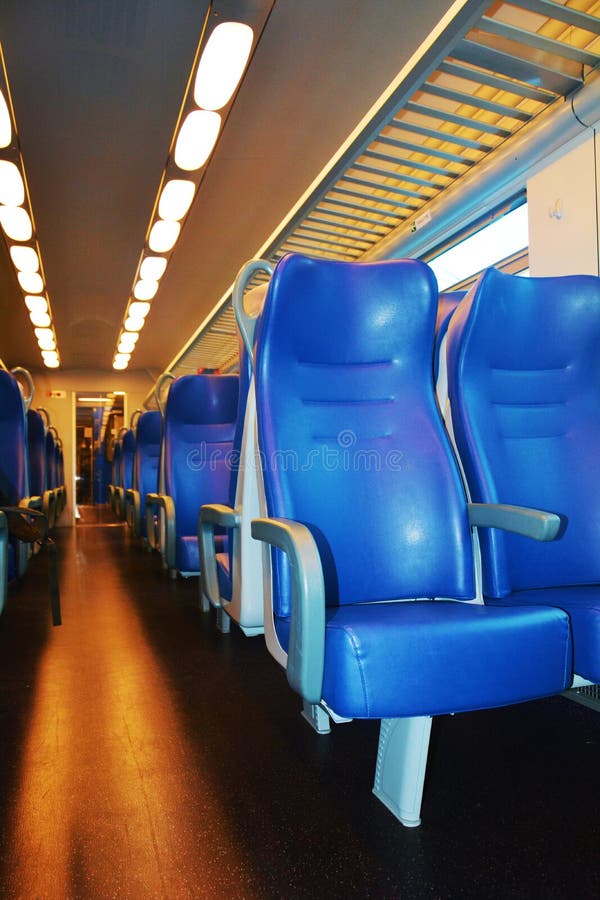 Illuminated Train Compartiment, by Night Stock Photo - Image of control ...