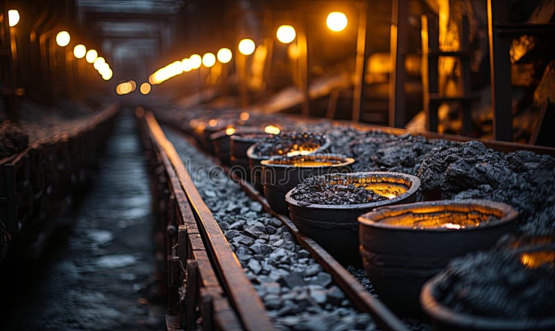 Illuminated Train Track at Night Stock Photo - Image of train, scene ...