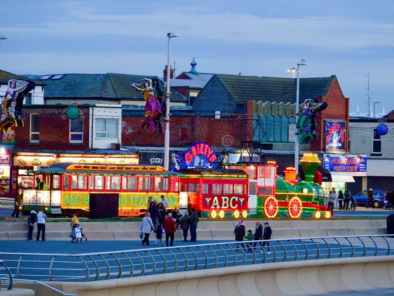 Illuminated Tram in the Resort of Blackpool. Editorial Stock Image ...