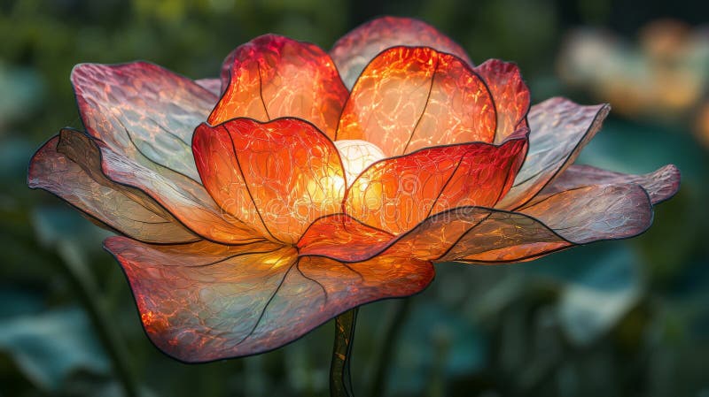 Illuminated Translucent Flower Art Glowing Warmly Stock Illustration ...